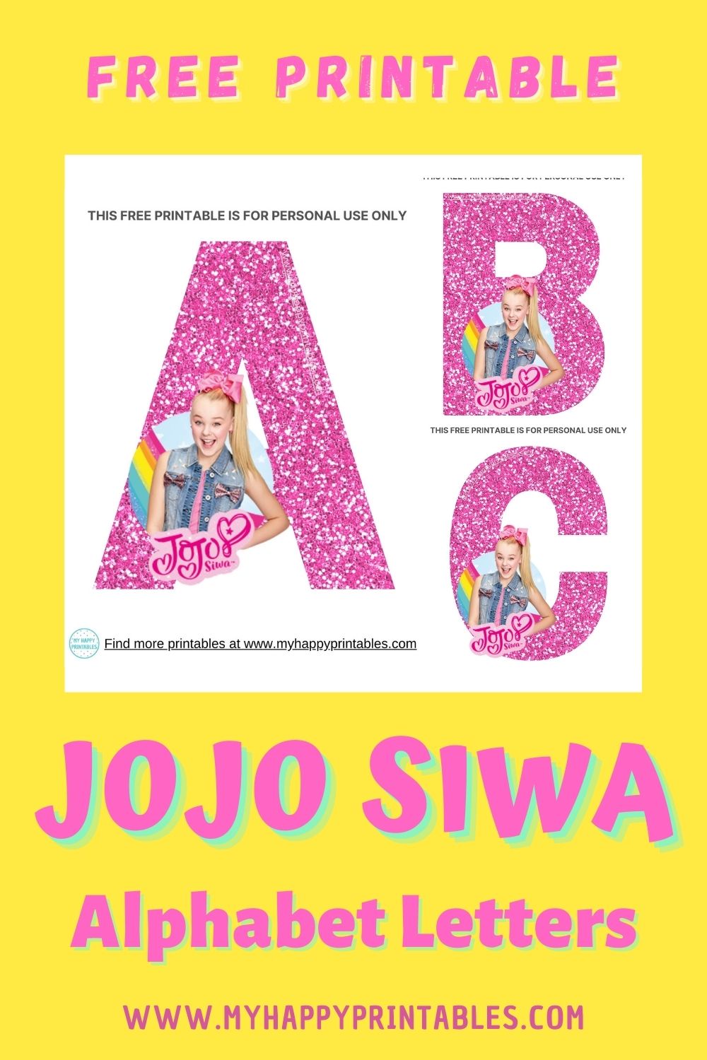 Free Printable Jojo Siwa Alphabet Letters My Happy Printables