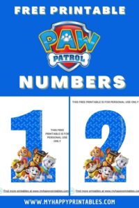 Free Printable Paw Patrol numbers - My Happy Printables