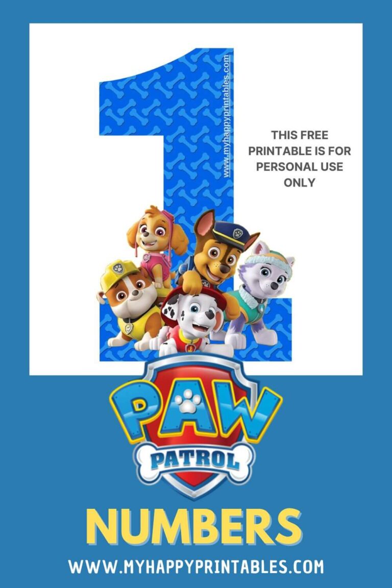 Free Printable Paw Patrol numbers - My Happy Printables