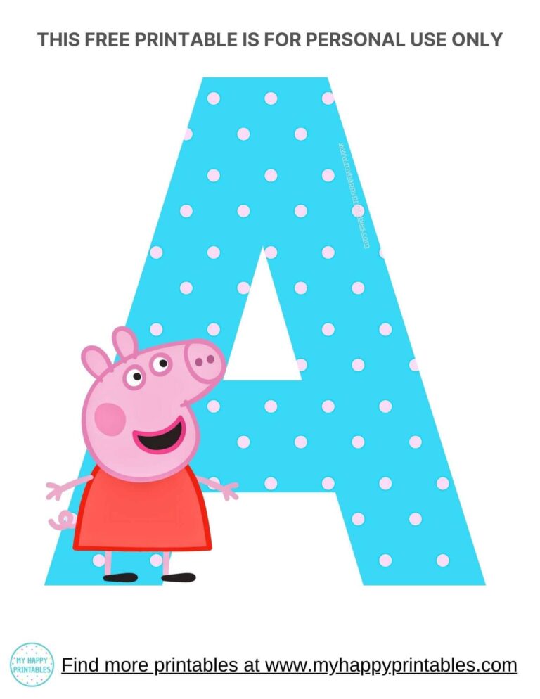 Free Printable Peppa pig Alphabet - My Happy Printables
