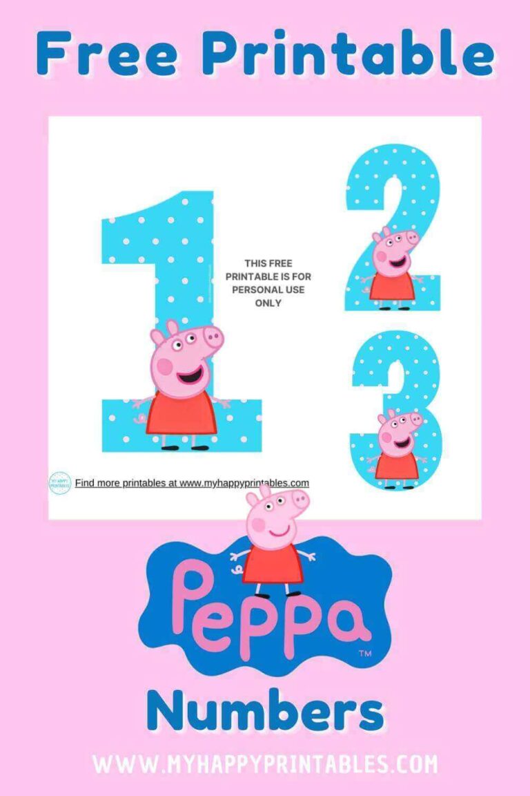 Free printable Peppa pig numbers - My Happy Printables