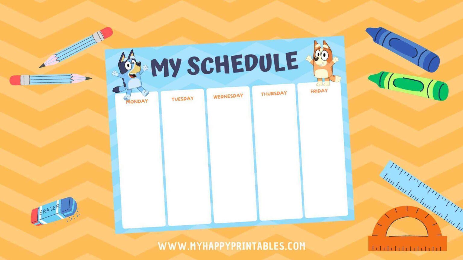 Free printable Bluey Homeschool Schedule - My Happy Printables