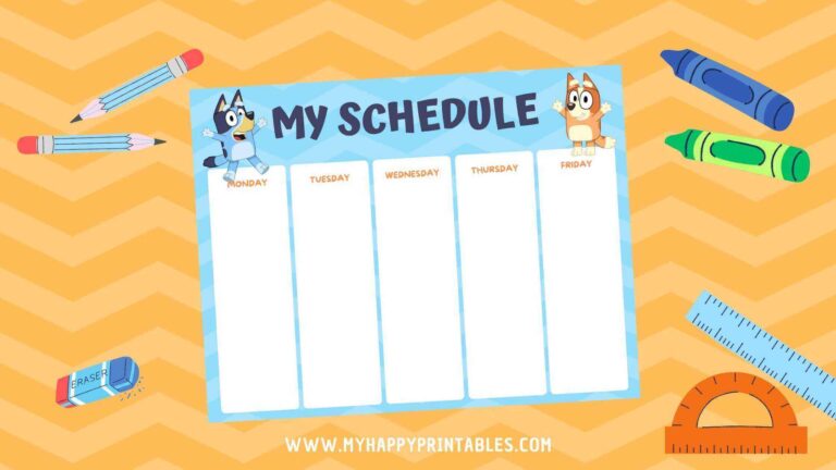 Free printable Bluey Homeschool Schedule - My Happy Printables