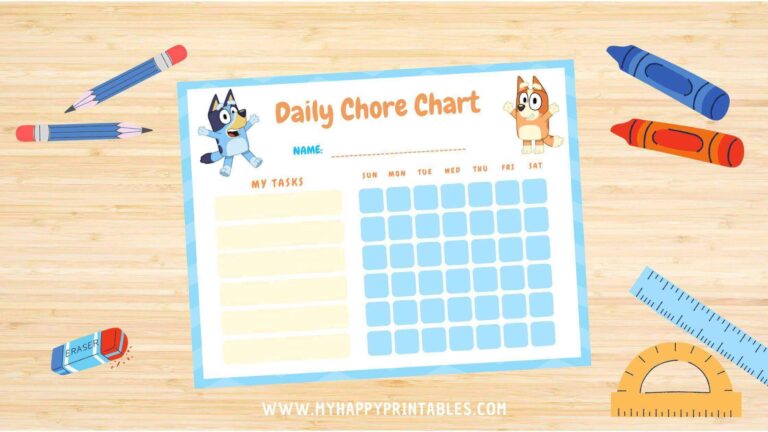 Bluey Chore chart Free Printable - My Happy Printables