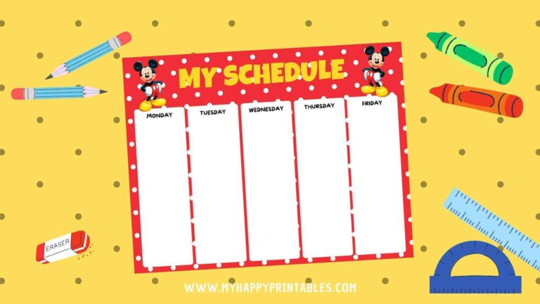 Free printable Mickey Mouse Schedule - My Happy Printables