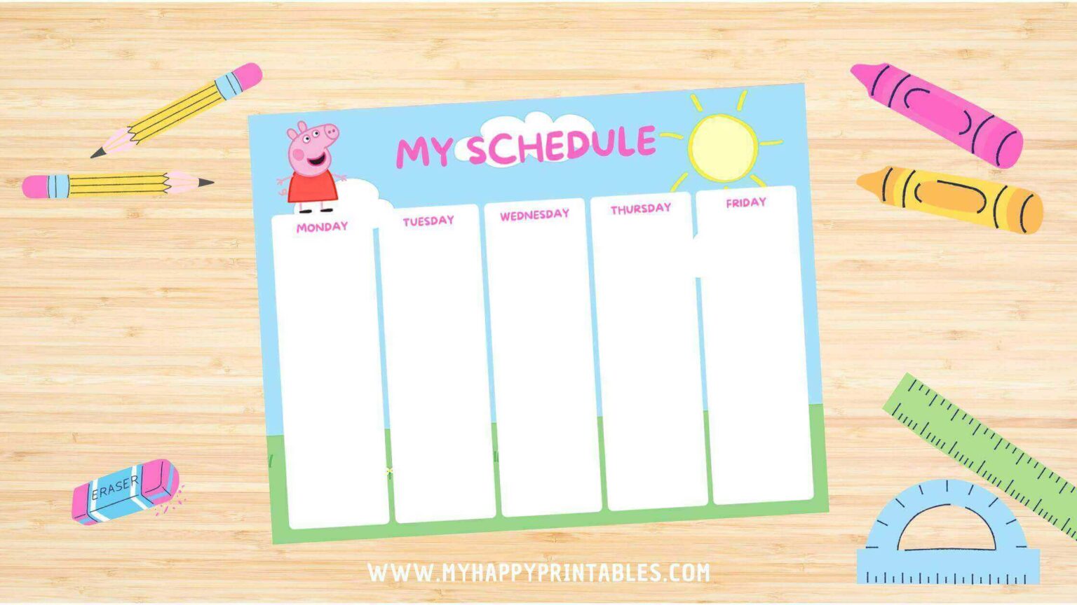 Free printable Peppa Pig Homeschool Schedule - My Happy Printables