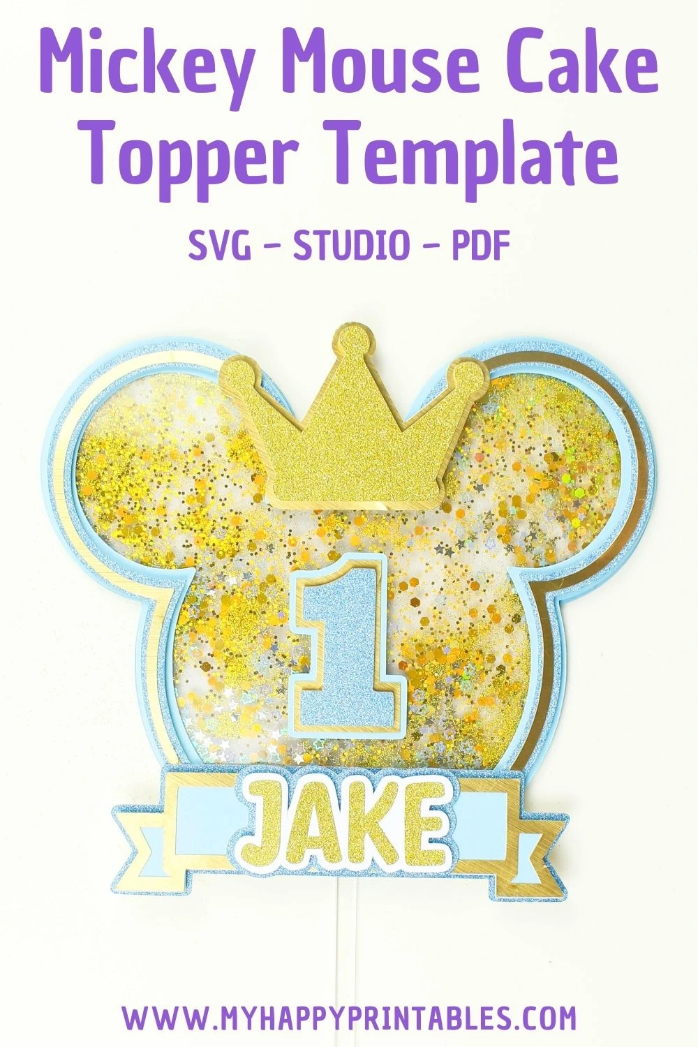 Shaker Mickey Mouse cake topper template - My Happy Printables