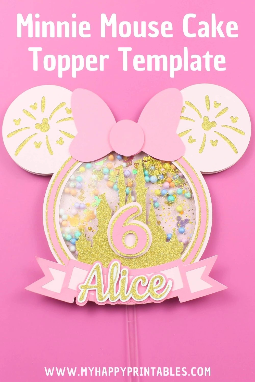 Shaker Minnie Mouse cake topper template svg 2 - My Happy Printables